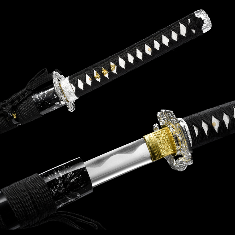 Silver Dragon Ninja Katana Japanese Sword Sabre Combat Knife Samurai ...